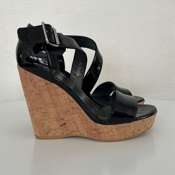 Stuart Weitzman | Shoes | Stuart Weitzman Womens Oneliner Patent Leather Wedge Sandals Shoes ...